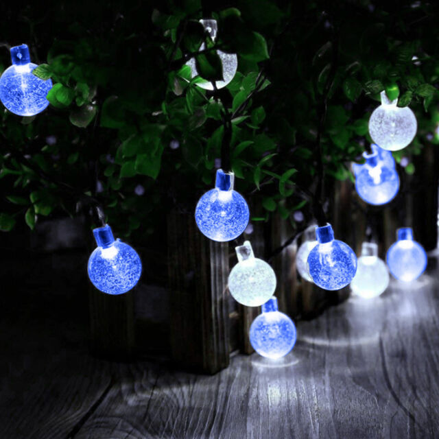 3x 50 Led Solar Powered Garden Party Crystal Ball Lights Outdoor Decor ...
