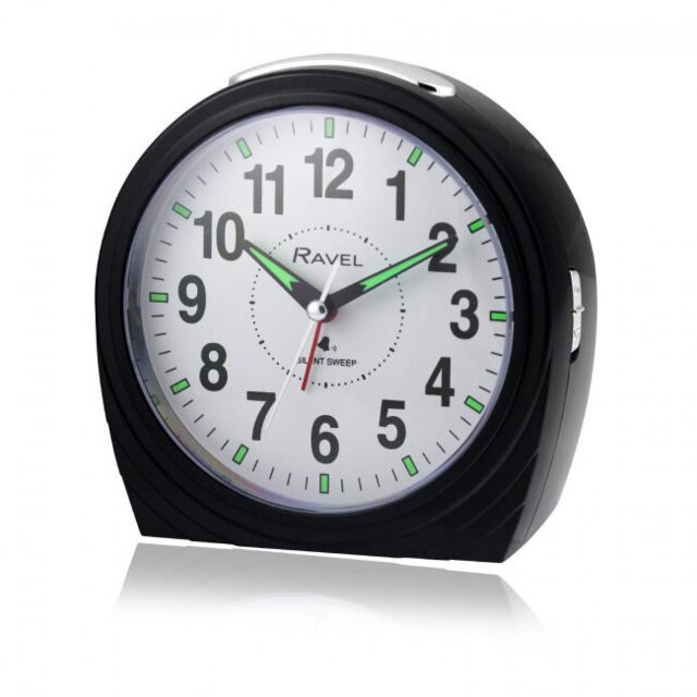 Ravel Large Art Deco Bedside / Mantel Quartz Alarm Clock - Gloss Black ...