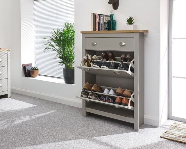 Lancaster Grey 2 Door 1 Drawer Shoe Storage Cabinet Storage-local by ...