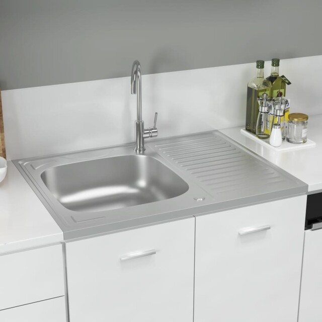 Silver Sus Kitchen Sink With Drainer Set 800x600x155 Mm Top-mount by ...