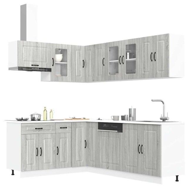 Kitchen Cabinet Set 11 Piece Cupboard Storage Cabinet Engineered Wood ...