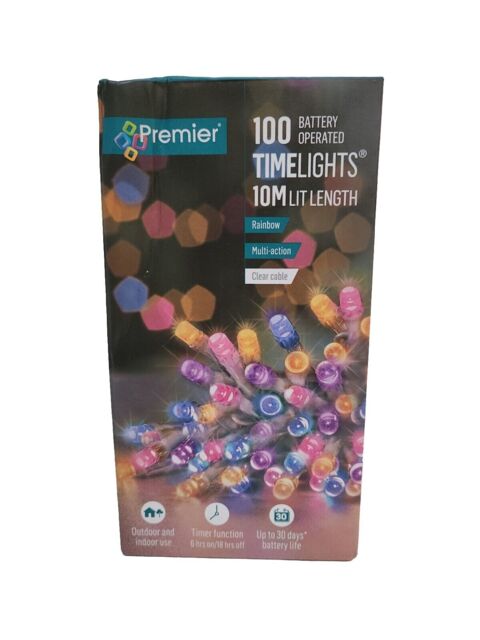 Premier 100 Led Battery Operated Christmas Tree Lights Timer Clear by ...