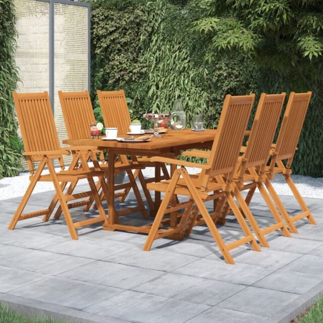 Vidaxl 7 Piece Garden Dining Set Solid Wood Acacia by eBay | ufurnish.com