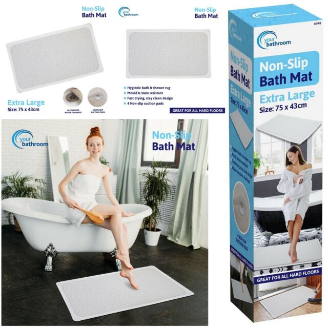 Extra Large Non Slip Bath Mat Shower Rug Bathtub Mat With Suction Pads ...
