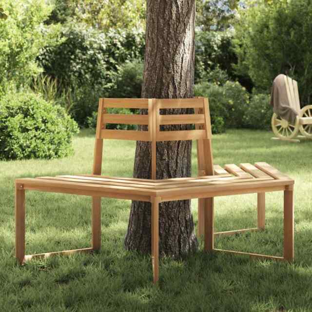 Solid Acacia Wood Tree Bench 160cm Half Hexagonal Outdoor Garden Seat ...
