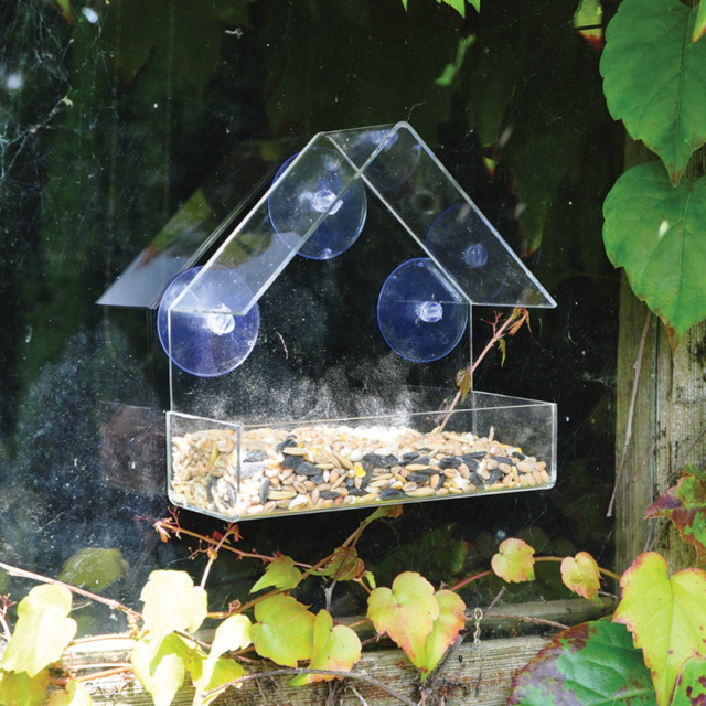 Hanging Window Wild Bird Feeder Feeding Table Clear Perspex With by ...