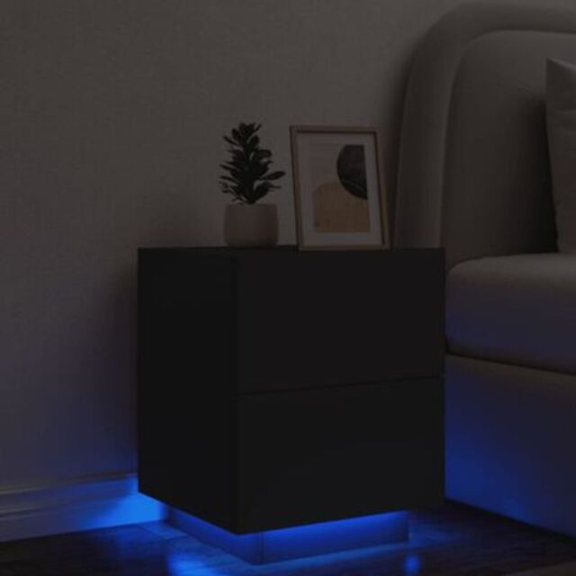 Bedside Cabinet W/ Led Lights Living Room Side Nightstand Table Led by ...