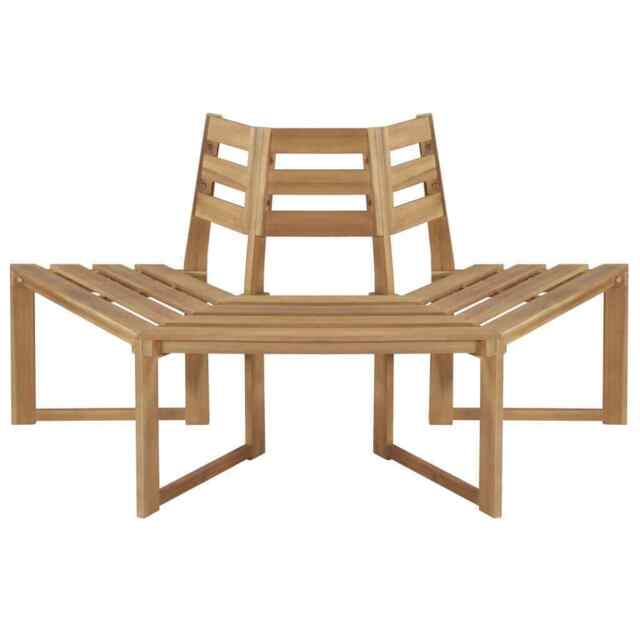 Solid Acacia Wood Tree Bench 160cm Half Hexagonal Outdoor Garden Seat ...