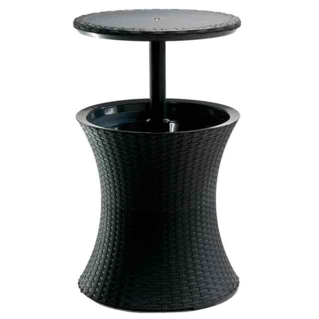 Keter Pacific Cool Bar Rattan Antracite Outdoor Accent Table Party by ...