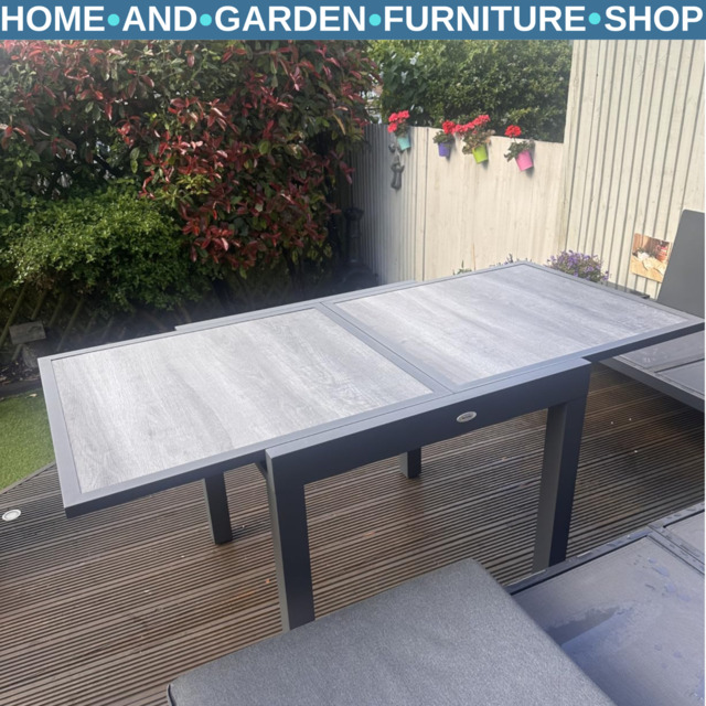 Extending Garden Dining Table For 6 With Aluminium Frame & Plastic by ...