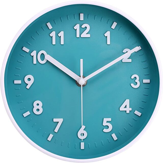 Topkey 8” Round Silent Wall Clock Easy Read Big Numbers Kitchen Modern ...