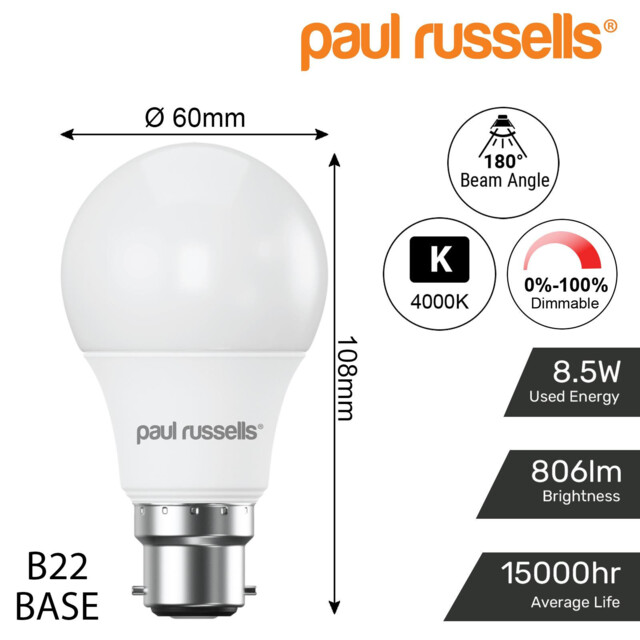 Led Dimmable Gls Bulbs 8.5w=60w 14w=100w Equivalent Warm Cool Day by ...