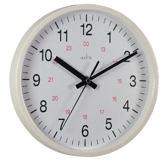 "Acctim Metro 14"" Wall Clock Quartz 12/24 Hour Dial Easy Read Numbers ...