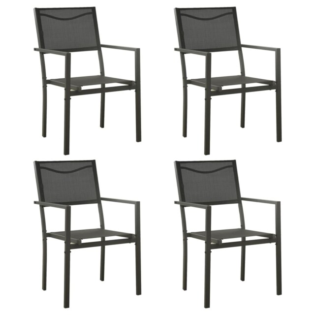 4x Garden Chairs Textilene And Steel Blackandanthracite Patio Dining Chair