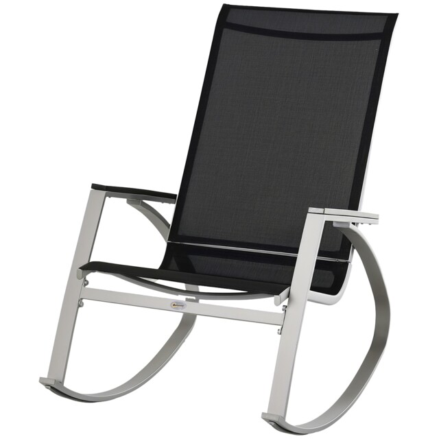 Outsunny Rocking Chair Sun Lounger Garden Seat High Back Texteline by ...