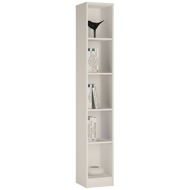 Tall Narrow Bookcase - Pearl White, Slim Storage Unit For Home Or by ...