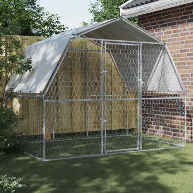 Dog Cages 2 Pcs With Roof And Door Silver Galvanised Steel Vidaxl by ...