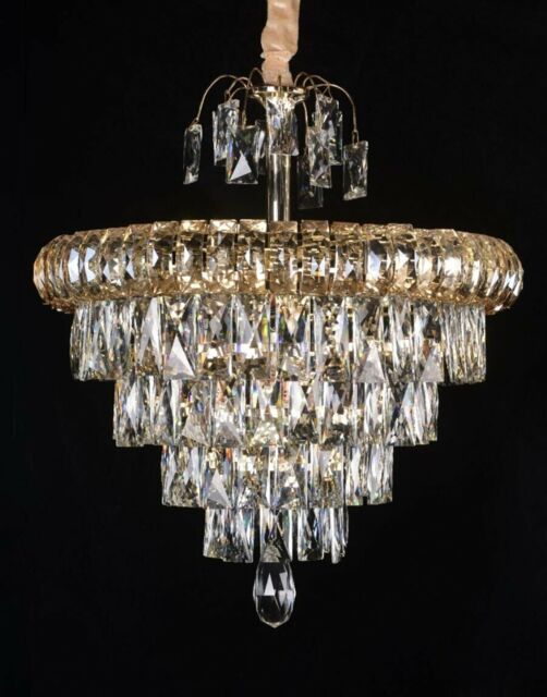 Ceiling Pendant Light Gold Plate & Champagne Crystal 5 X E27 Bulp by ...