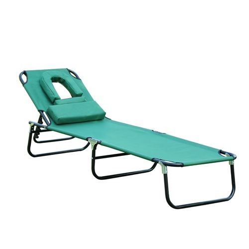 Outsunny Folding Sun Lounger Reclining Chair With Pillow Reading Hole ...