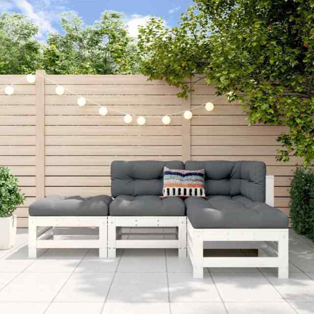 Garden Lounge Set Outdoor Modular Sofa Set 4 Piece Solid Wood Pine by ...