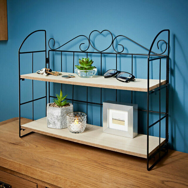 2 Tier Traditional Shelf For Storage Wall Living Room Bedroom Decor by ...