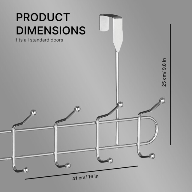Over Door Coat Hanger - 10 Hook Chrome Wire Frame - Holds Belts, by ...