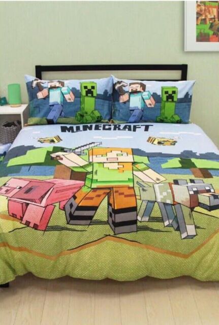 Minecraft Adventure Reversible Duvet Cover Bedding Set Double Bed by ...