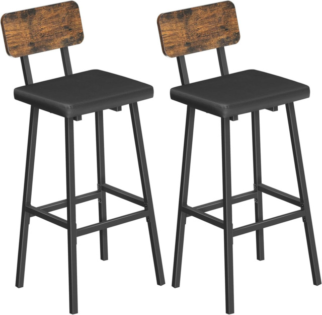 Hoobro Bar Stools Set Of 2, Pu Upholstered Breakfast Bar Stools, Tall ...