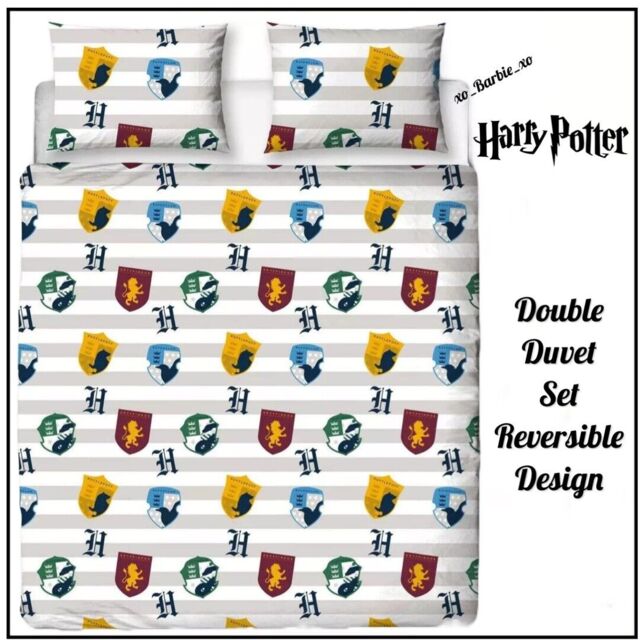 Harry Potter Double Duvet Cover Bedding Set Reversible Hogwarts by eBay ...