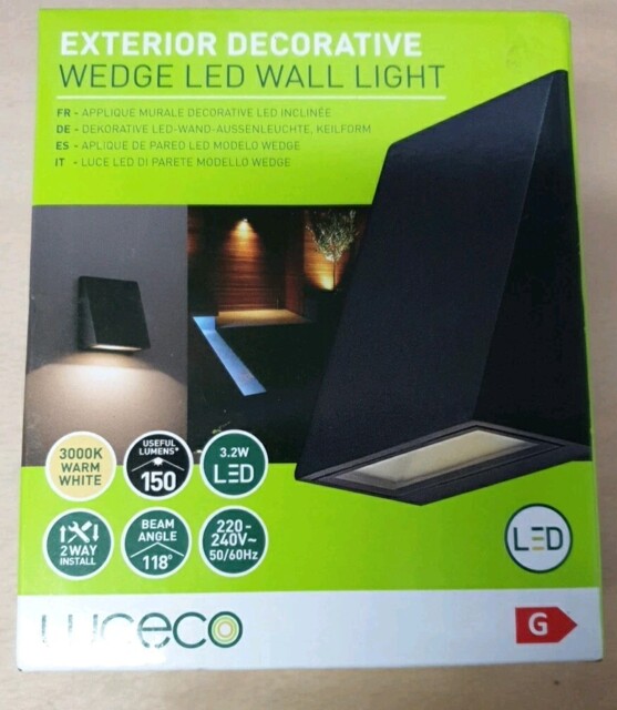 (iii) Luceco Exterior Decorative Wedge Led Wall Light, 3.2w, 3000k by ...