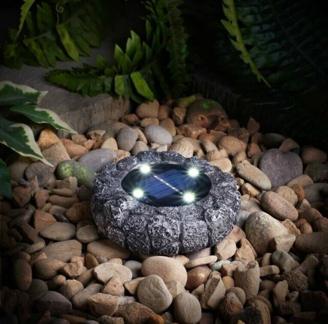 4pk Rock Light Solar Powered Led Garden Rock Bright Light Stone Effect ...