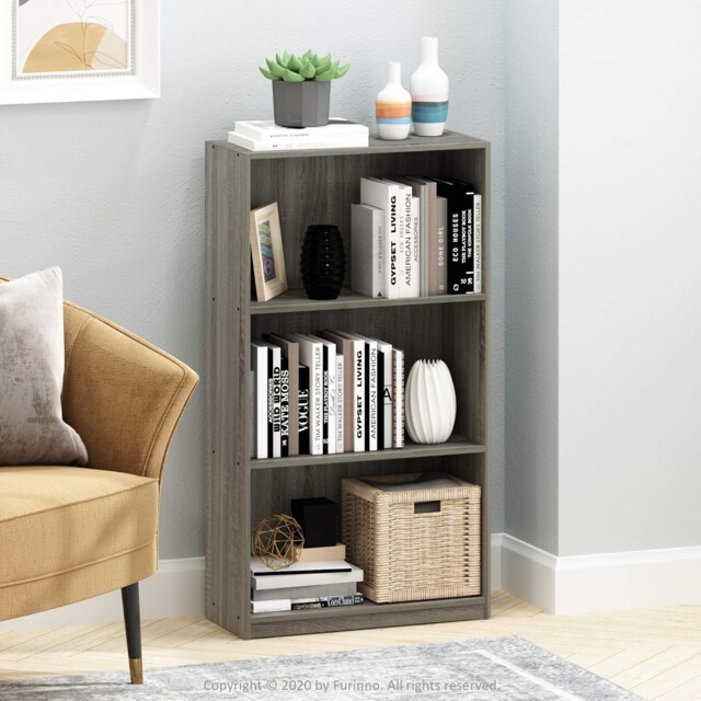 Furinno Basic Book Shelf, 3-tier Modern Bookshelf, Bookcase, French by ...