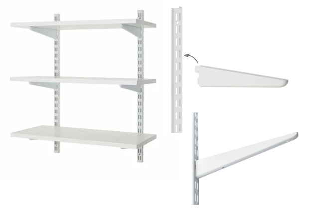 Twin Slot Shelving Kit Shelf Wall Uprights & Shelf Brackets - Powdered ...