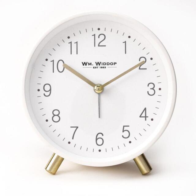 5377w Wm Widdop Round Alarm Clock With Gold Metal Legs - White by eBay ...