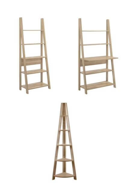 Ladder Bookcase Shelving Desk 5 Tier Shelf Display Storage Unit Stand ...