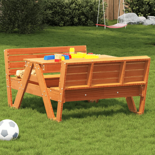Picnic Table For Kids Sand Box Play Wax Brown Solid Wood Pine Vidaxl by ...