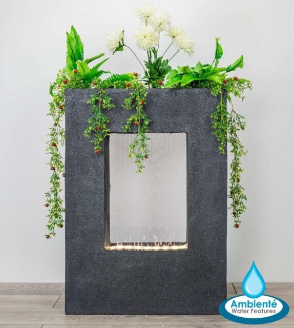 Milano Rain Effect Water Feature Planter Fountain With Lights H77cm by ...