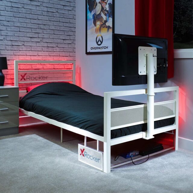 X Rocker Basecamp Single 3ft Gaming Bed Frame Tv Mount Metal Storage by ...