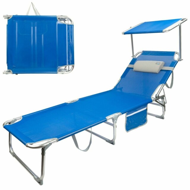 Beach Sunbed Aktive Navy Blue 188 X 58 X 30 Cm by eBay | ufurnish.com