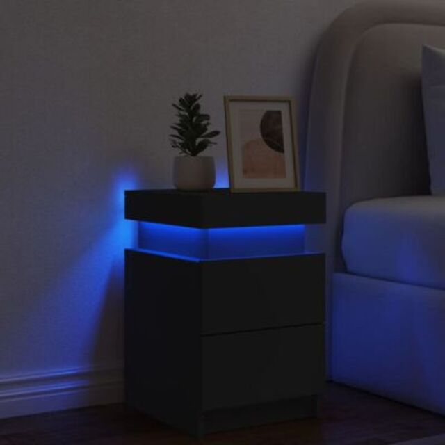 Bedside Table Cabinet Side End Table Rgb Led Lights Living Room by eBay ...