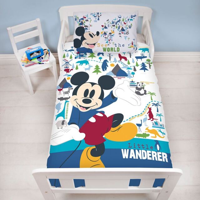 Disney Mickey Mouse Wanderer Junior Duvet Cover Set Toddler Boys Girls ...