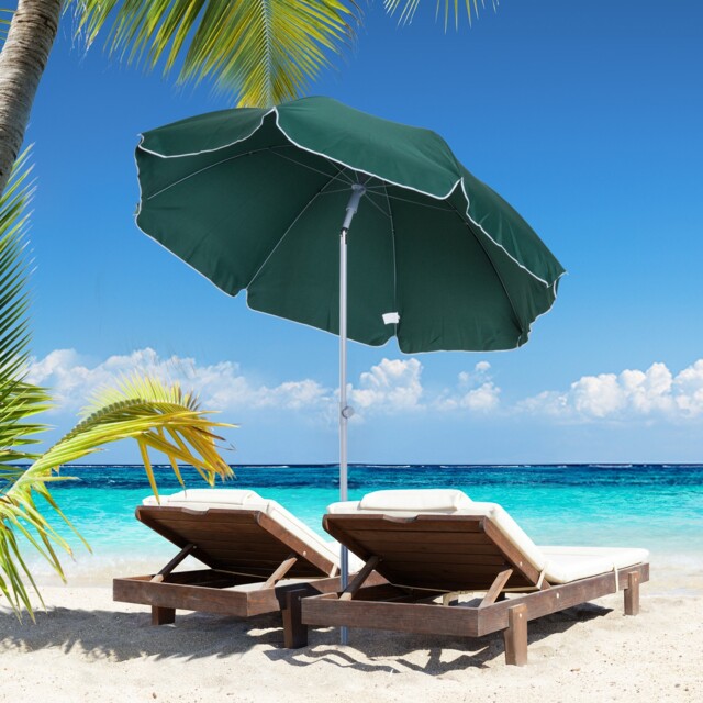 2.2m Beach Umbrella Parasol Canopy Shade Sun Shelter W/ Tilt Button by ...