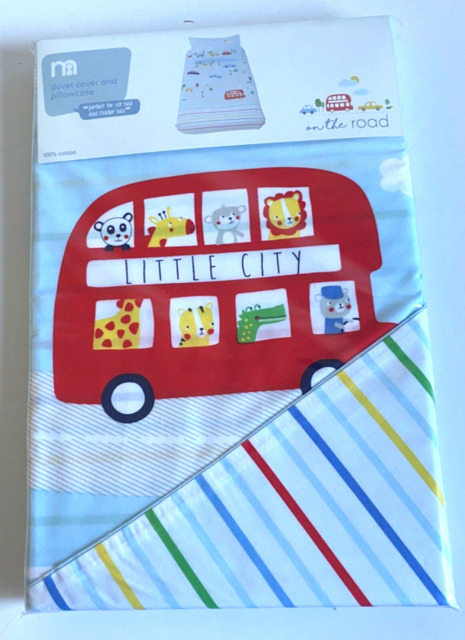 Mothercare Cot Or Toddler Bed Duvet Cover Set On The Road Funky Bus by ...