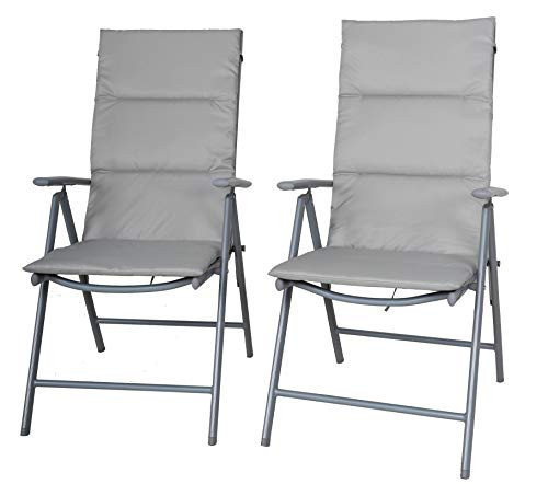 Chicreat Camping Folding Chairs With Upholstery, Set Of 2, Silver/grey ...