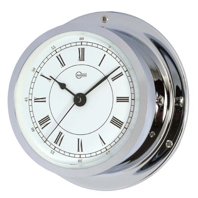 Barigo Ship Clock Chrome Roman Numerals Silent Clock 110 X 45mm Star by ...