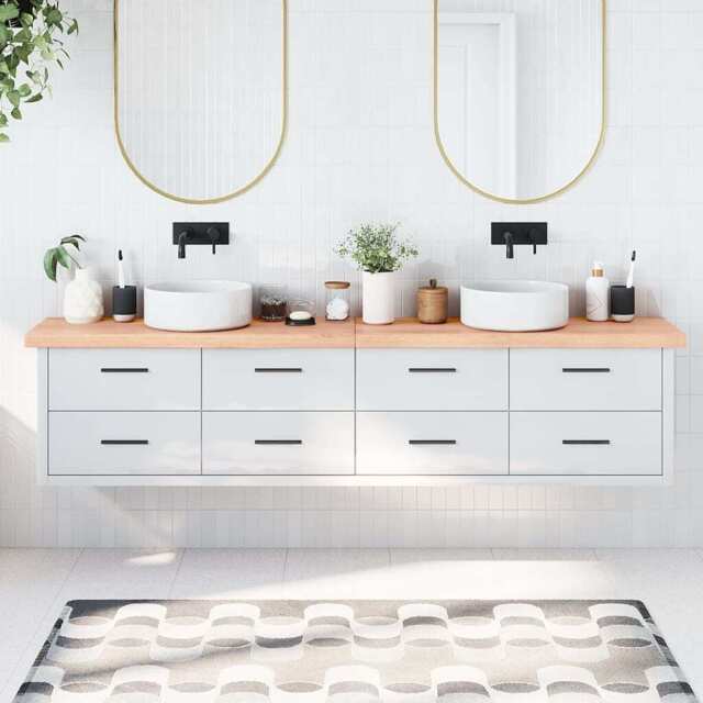 Bathroom Countertop Vanity Top Wash Basin Worktop Treated Solid Wood by ...