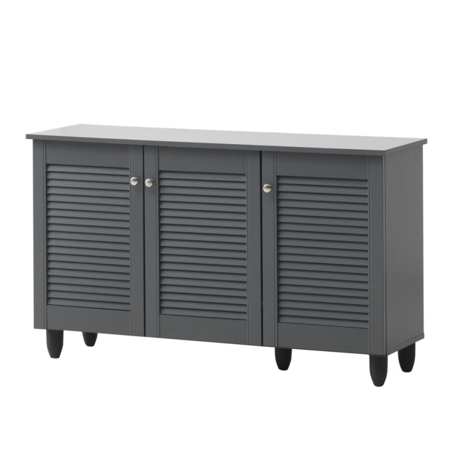 Shoe Storage Cabinet 3 Slatted Doors Rack Cupboard Stand Drawer Unit by ...