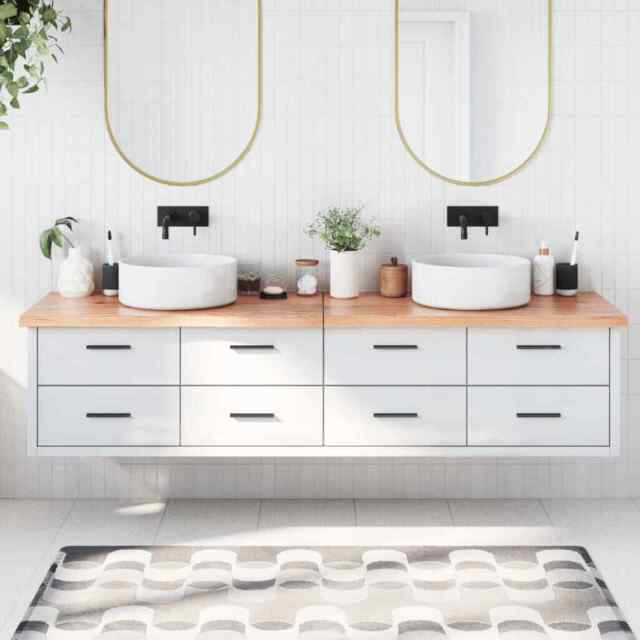 Bathroom Countertop Vanity Top Wash Basin Worktop Treated Solid Wood by ...