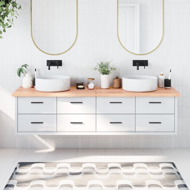Bathroom Countertop Vanity Top Wash Basin Worktop Treated Solid Wood by ...