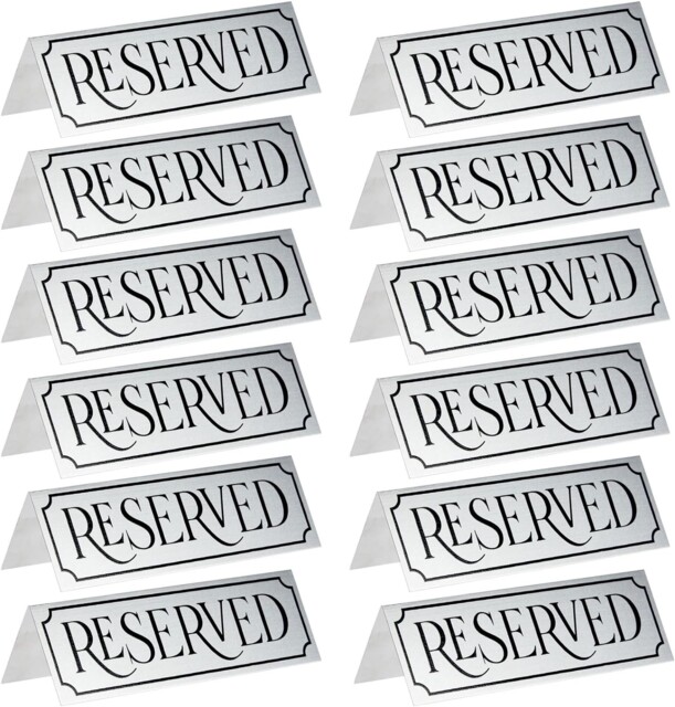 Reserved Metal Table Tent Sign (12-pack) - 12 X 4 X 3 Cm 12-pack by ...